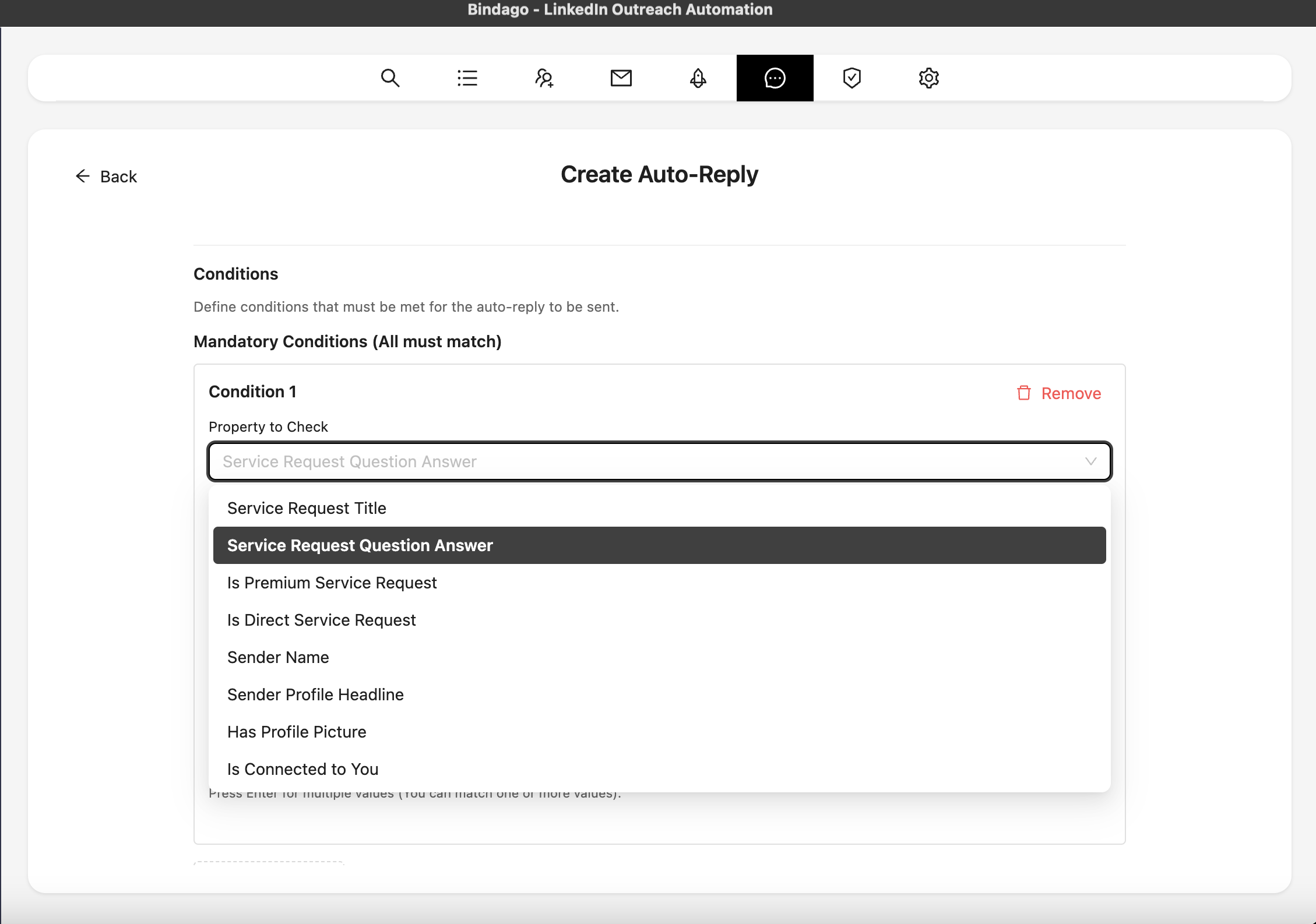 Bindago - How To Set Up Auto Replies for LinkedIn Service Requests