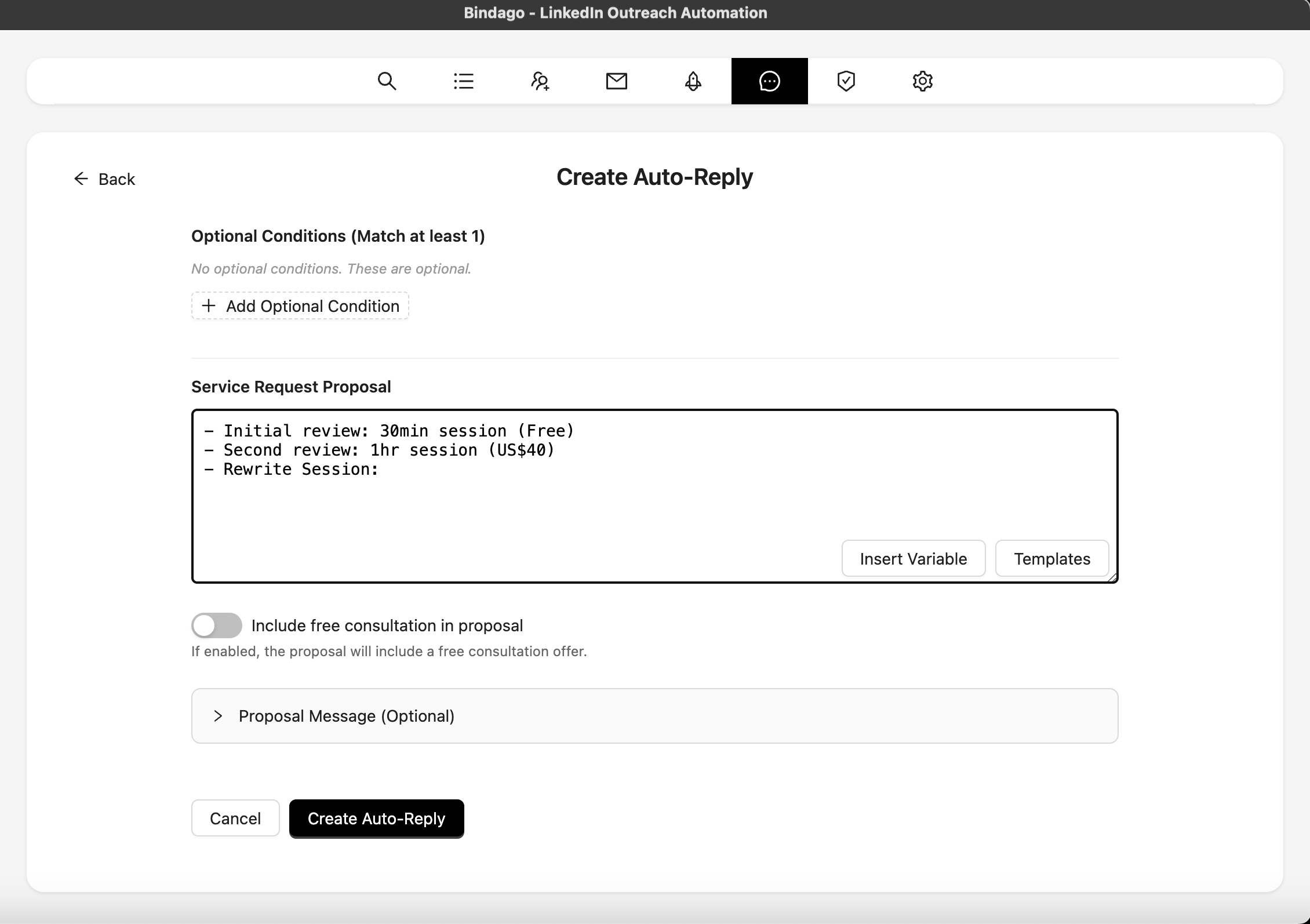 Bindago - How To Set Up Auto Replies for LinkedIn Service Requests